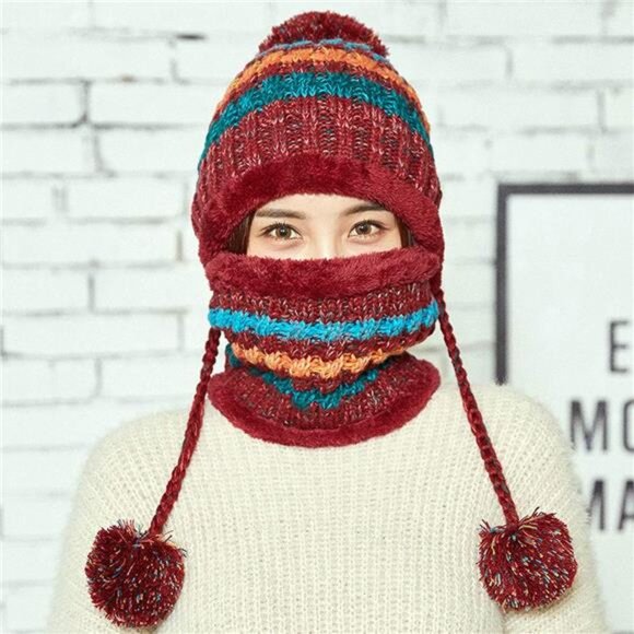 Accessories | Women Winter Beanie Hat Circle Scarf Set Red | Poshmark